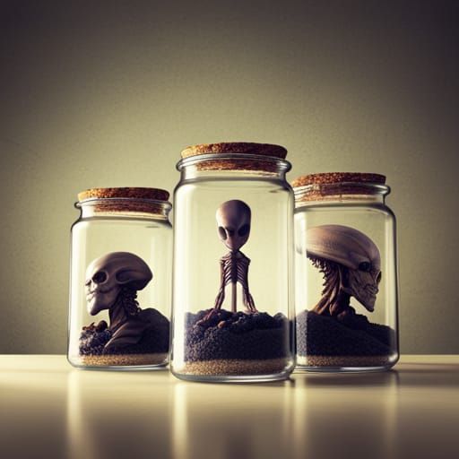 Aliens in specimen jars - AI Generated Artwork - NightCafe Creator