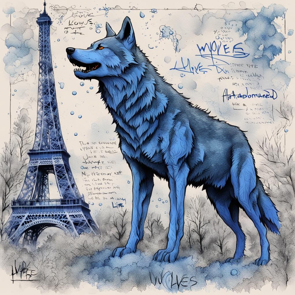 Wolf in Paris notebook page - AI Generated Artwork - NightCafe Creator