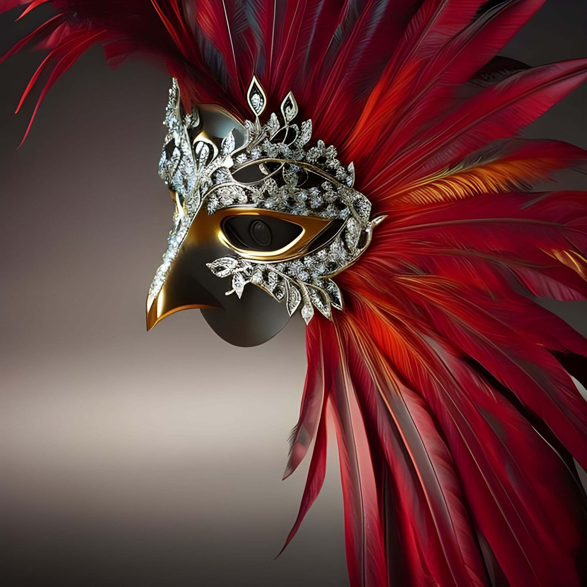 “masquerade ball feathered mask decorated with insanely detailed macaw ...