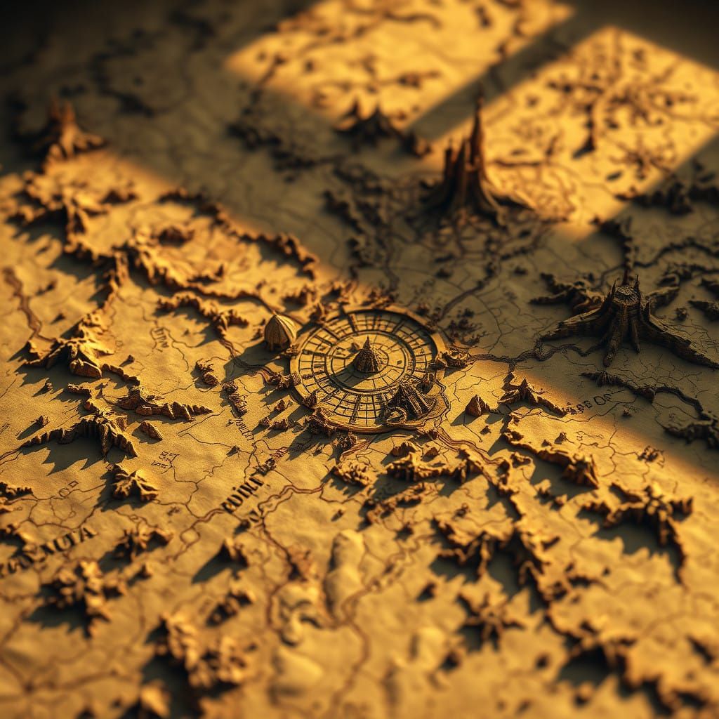 Ancient Alien Kingdom Map in Vibrant, High-Contras... - AI Art