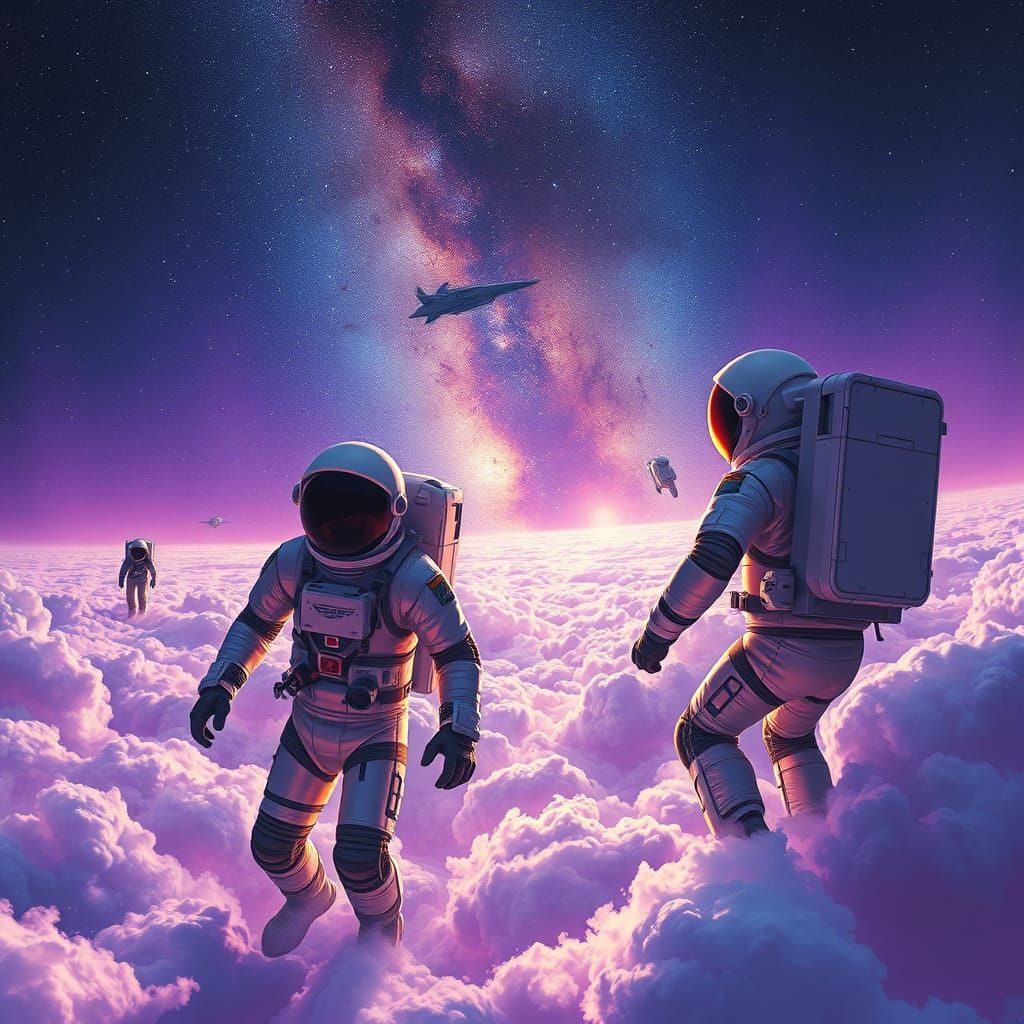 Galactic Explorers in Cosmic Landscape - AI Art