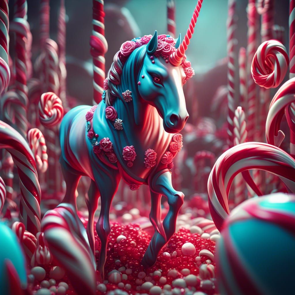 Unicorn of death kill candy in candy cane world - AI Generated Artwork ...