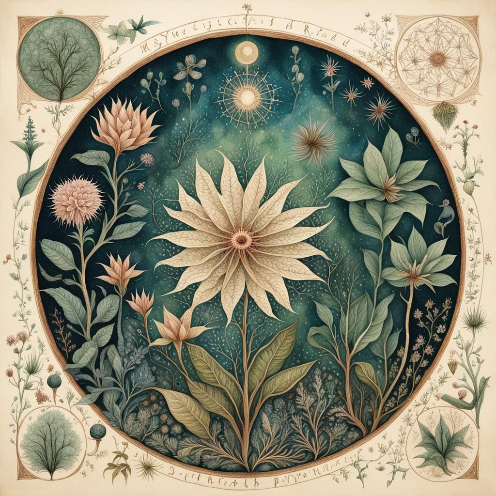Botanical Ink Drawings Of Mystical Plant - AI Generated Artwork ...