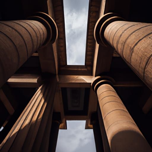 Detailed antic Egiptian building with colomns and blue sky - AI ...