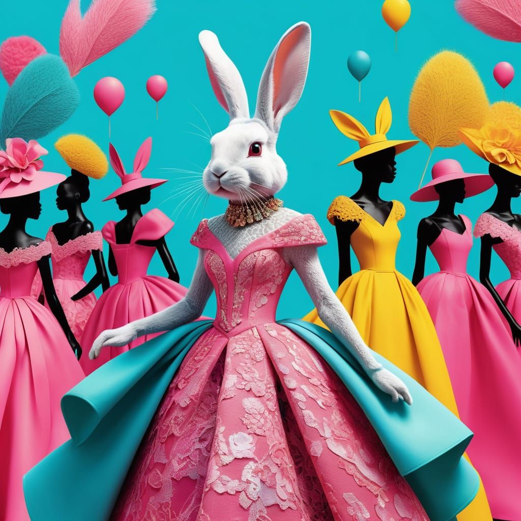 Glamorous Rabbit Struts Down Fashion Catwalk in Vi... - AI Art