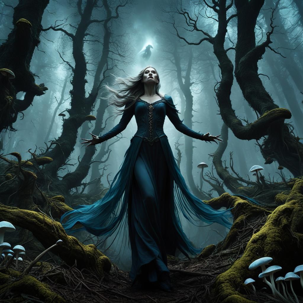 Witch in fantasy forest. - AI Generated Artwork - NightCafe Creator
