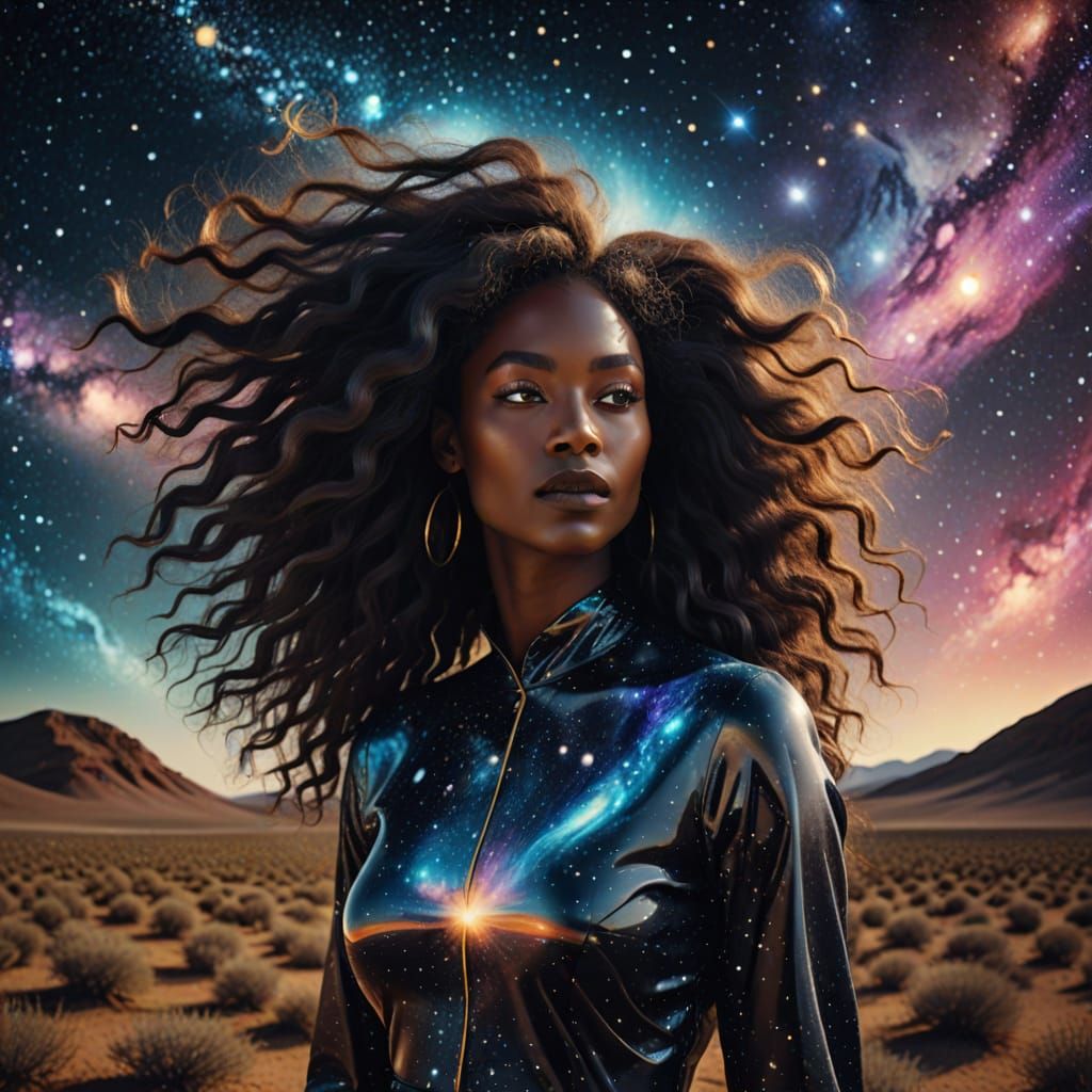 A breathtaking double exposure portrait of a myste... - AI Art