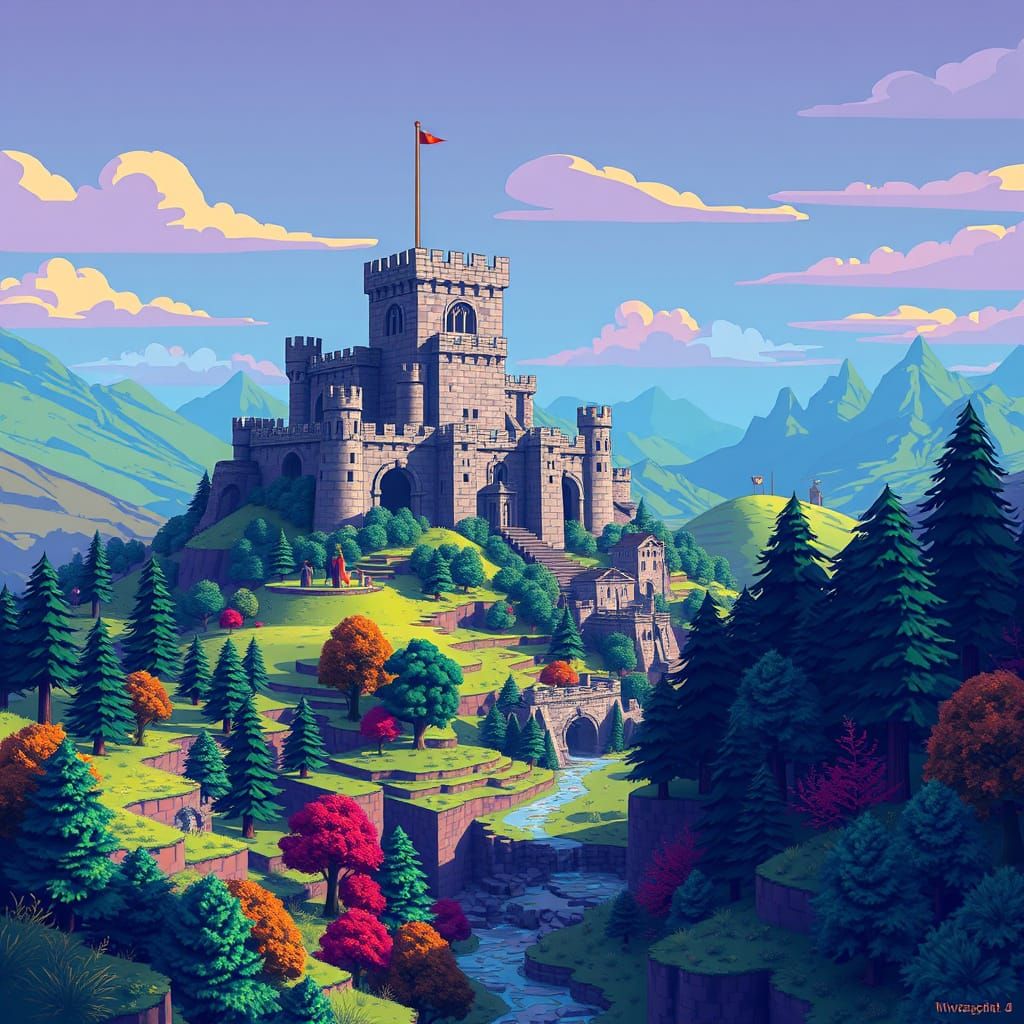 Realistic Minecraft Kingdom - Blocky Kingdom in a Vibrant 8-...