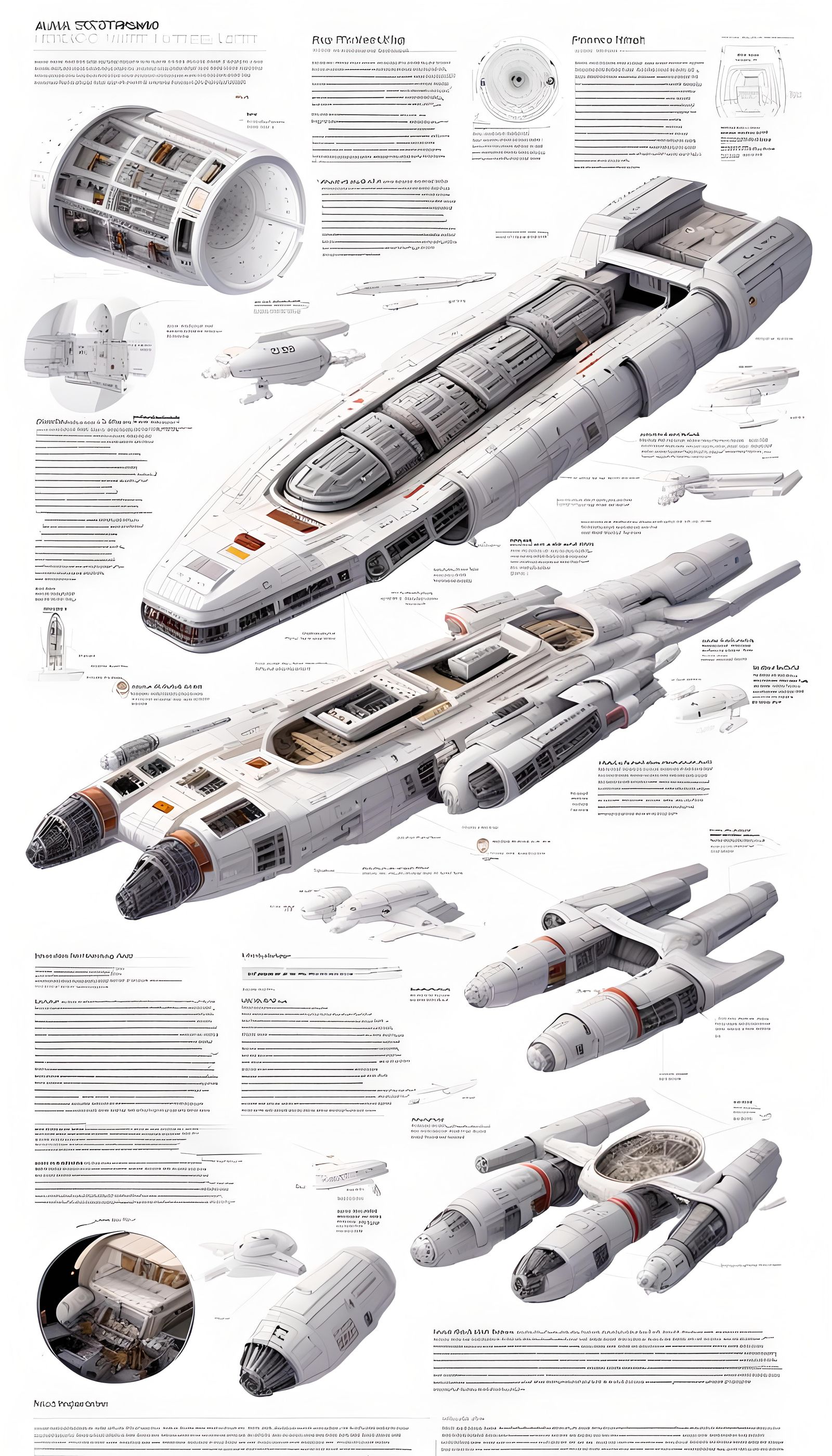 Jetson Engineering freighter ship configurations, cutaway views... - AI ...