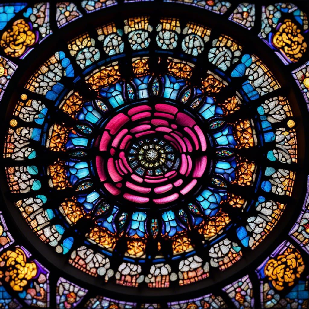 Cathedral Rose Window as Mandala in Stained Glass - AI Art
