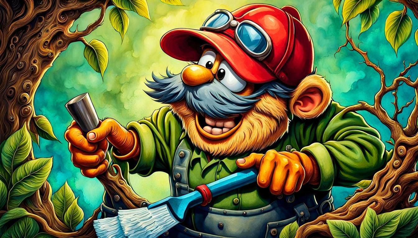 Plumber Cleaning Tree Grout - AI Generated Artwork - NightCafe Creator
