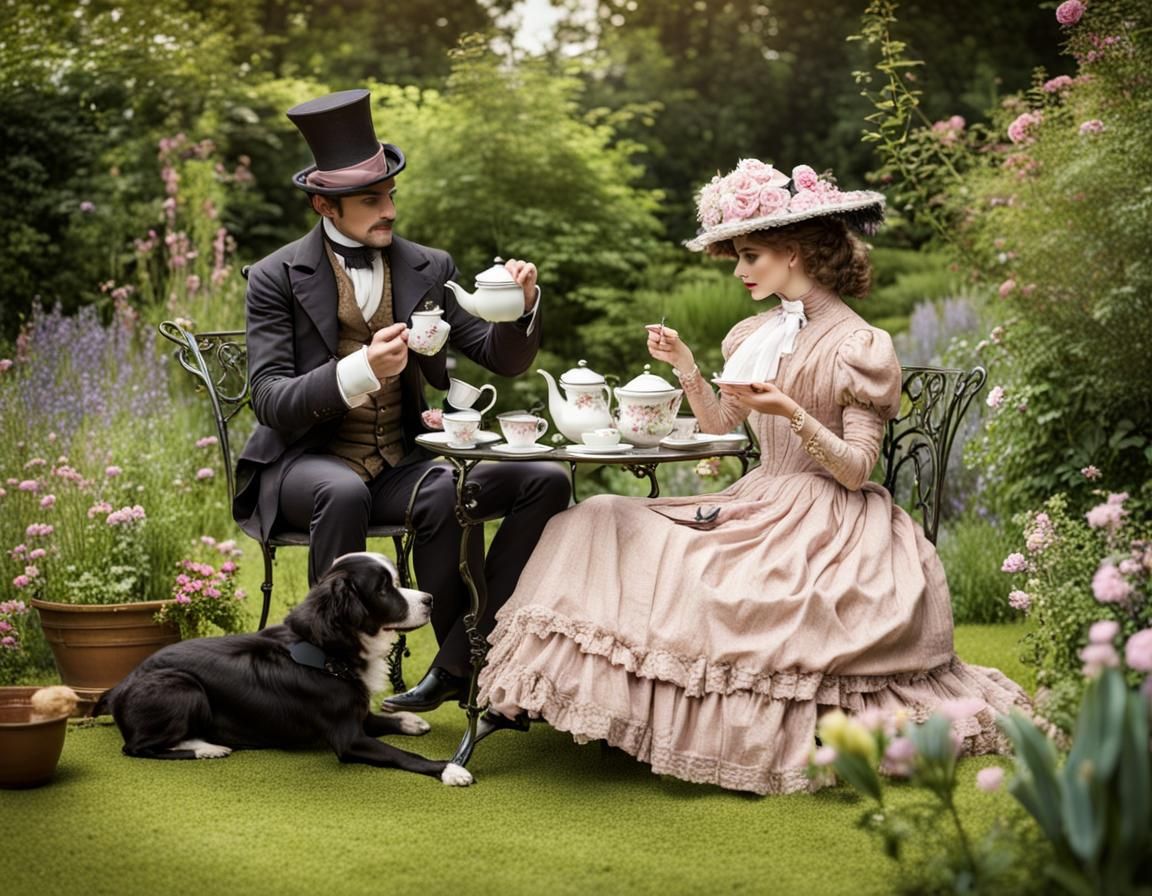 Victorian Woman and Man Tea Party, v2 - AI Generated Artwork ...