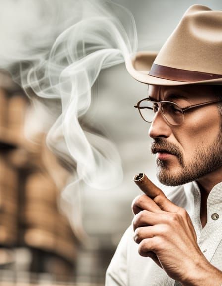 Taking a drink of whiskey on the rocks while smoking a cigar - AI ...