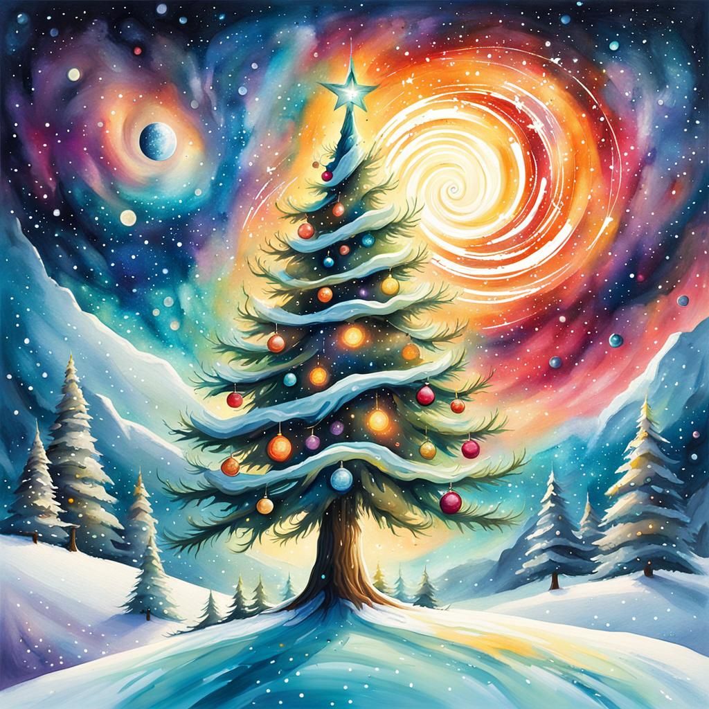 cosmic Christmas tree - AI Generated Artwork - NightCafe Creator