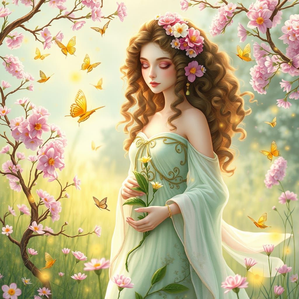 Surreal Goddess of Spring Embodies Nature's Harmon... - AI Art