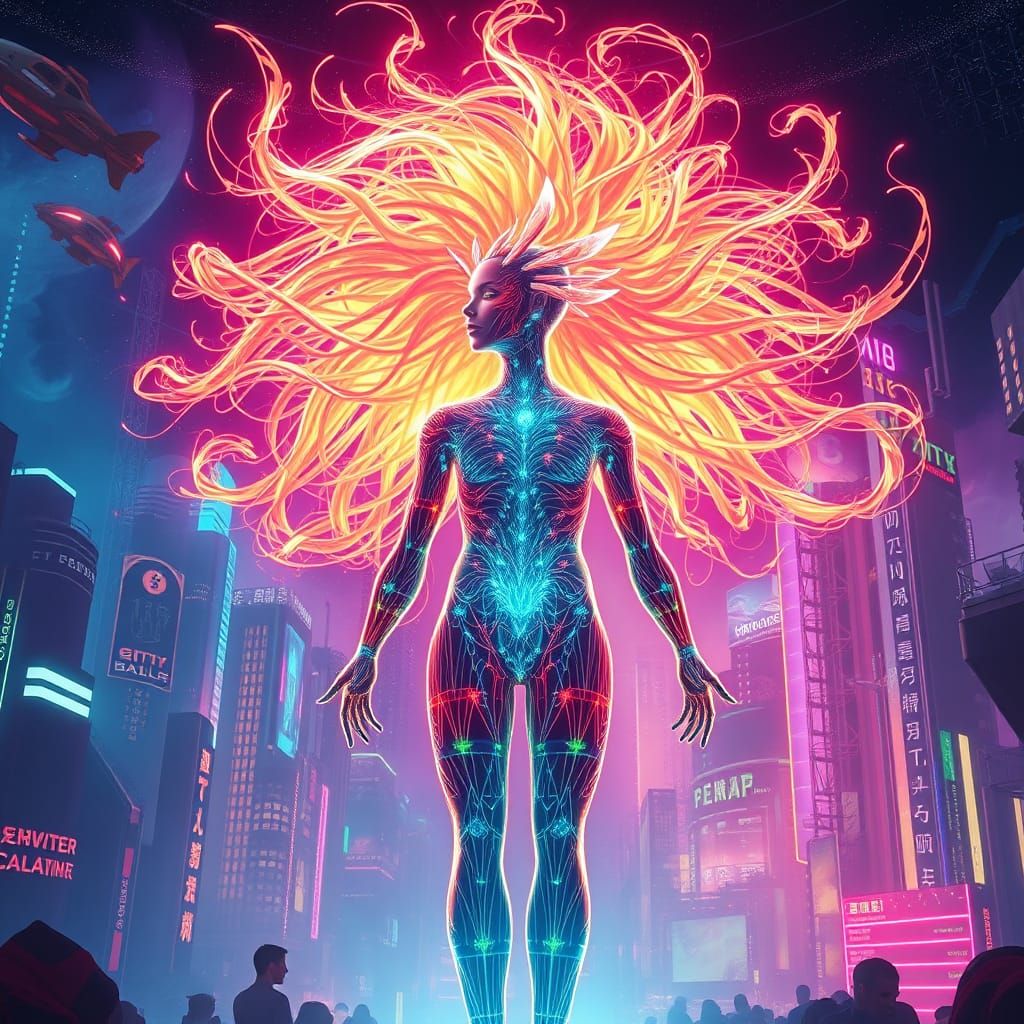 Handful of soul - Radiant Utopian Being in a Neon Metropoli...