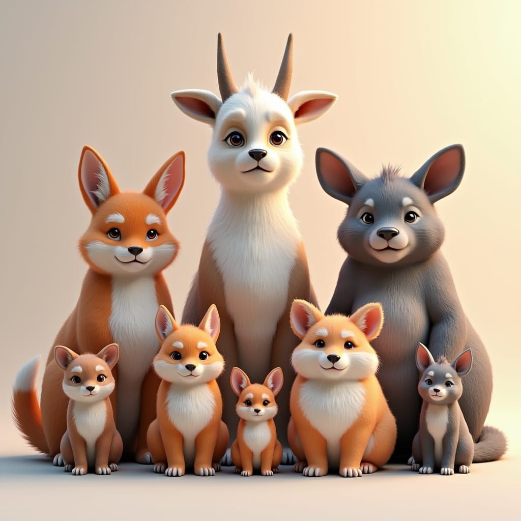 Diverse Creatures Unite Against a Uniform Backgrou... - AI Art