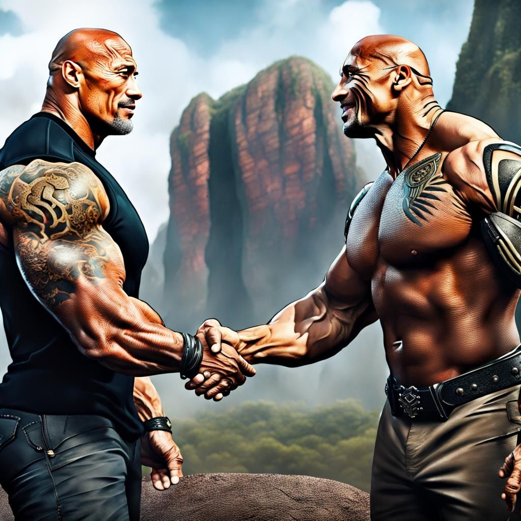 The Rock and Dwayne Johnson shaking hands - AI Generated Artwork ...