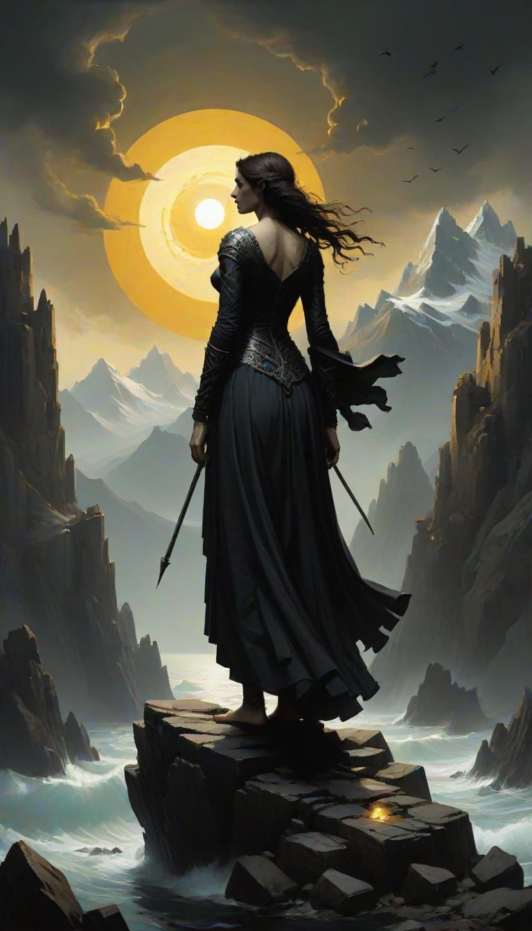 Ethereal Love Amidst Cataclysmic Ruin in Romanesqu... - AI Art