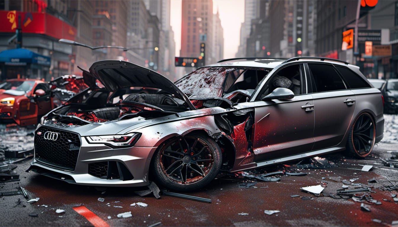 In NYC Audi RS6 in smashed in pieces - AI Generated Artwork - NightCafe ...