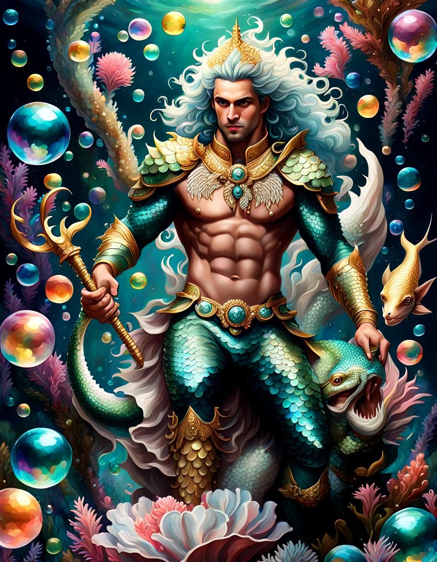 (intricately detailed imaginative painting of a warlike handsome scaly ...