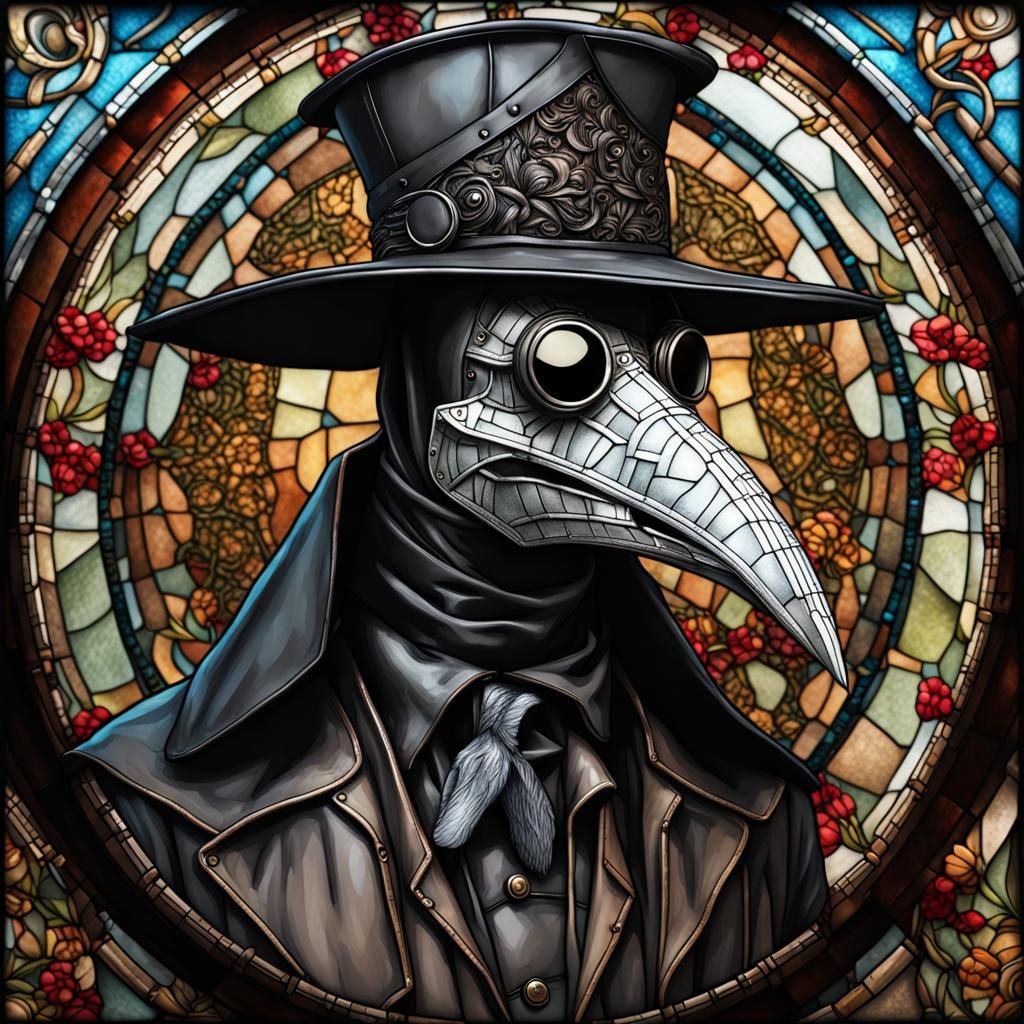 Best Of Plague Doctor Hyperealistic Hyperdetailed Stained Glass Ai Generated Artwork