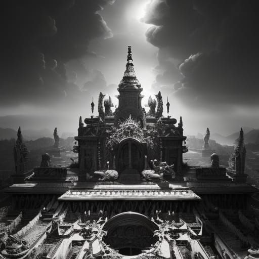 strange mythical landscape with palace - AI Generated Artwork ...