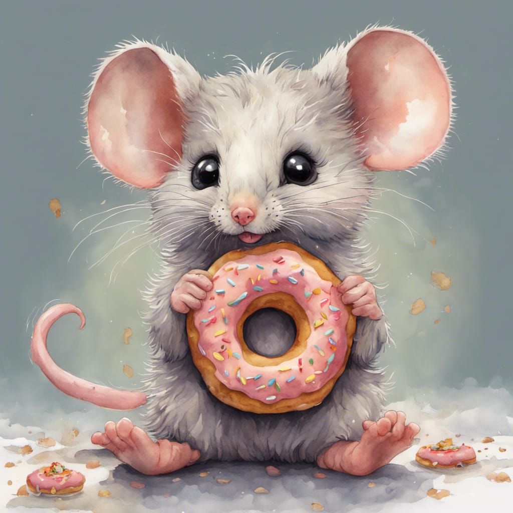 Mouse eating a doughnut - AI Generated Artwork - NightCafe Creator