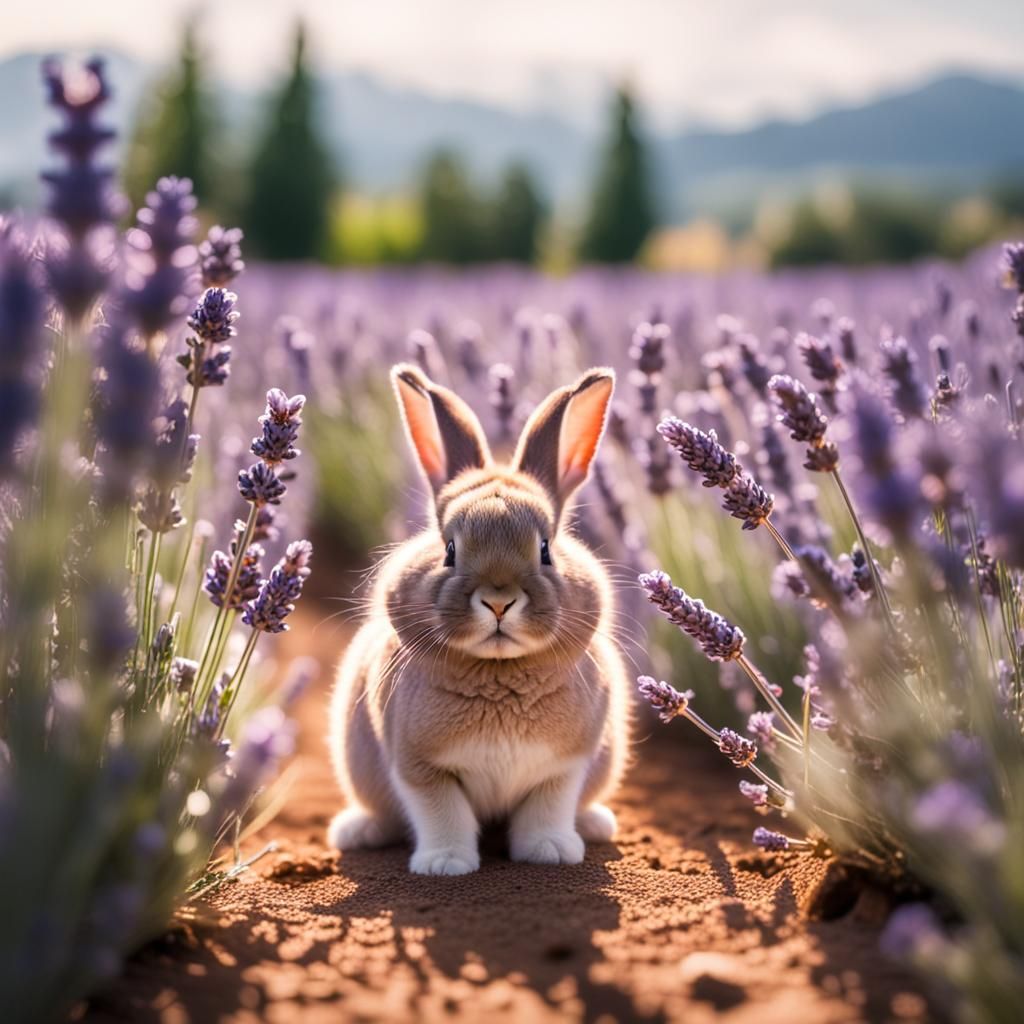 baby bunny in a lavender field - AI Generated Artwork - NightCafe Creator