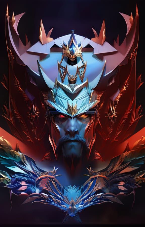 Scary old evil king,crown,feathers,creepy face head and shoulders ...