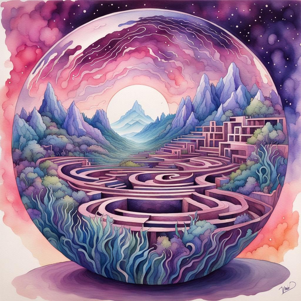 An intricate turf maze on planet Venus - AI Generated Artwork ...