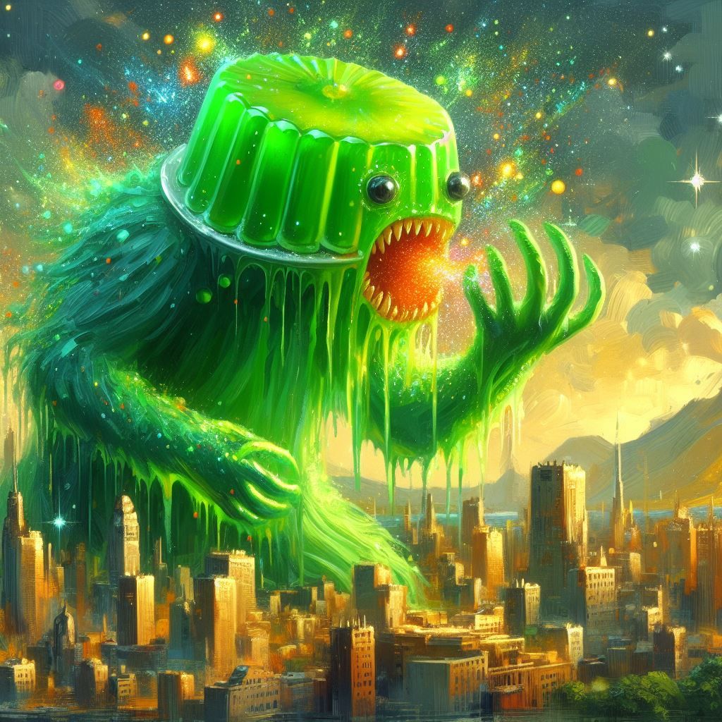 Lime Green Jello Monster - AI Generated Artwork - NightCafe Creator