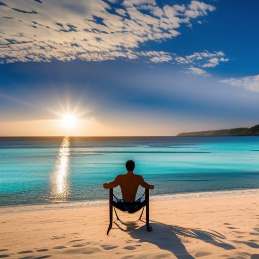 Discover tranquility as the sun sets over the serene beach. Dive deep ...