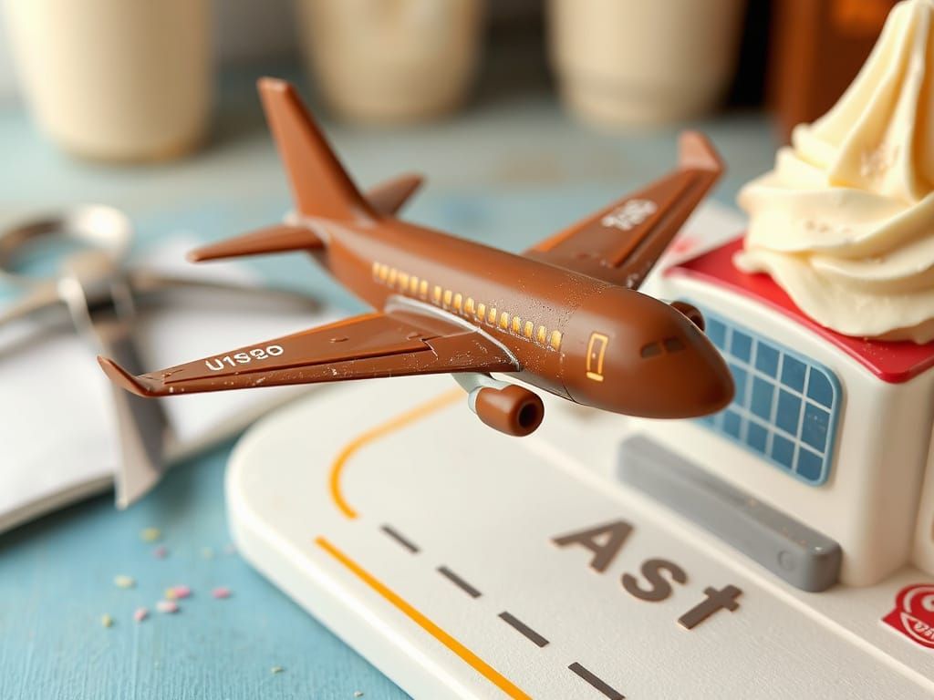 chocolate airplane at a vanilla airport