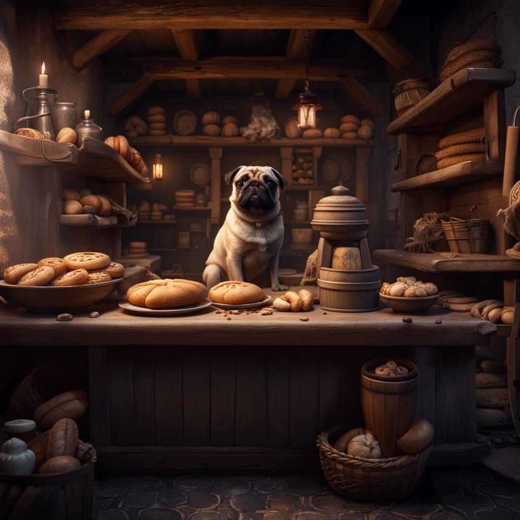 Pug Bakery - AI Generated Artwork - NightCafe Creator