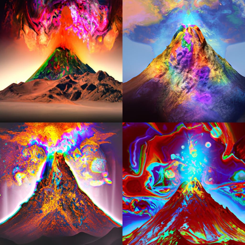 psychedelic volcano erupting on mars - AI Generated Artwork - NightCafe ...