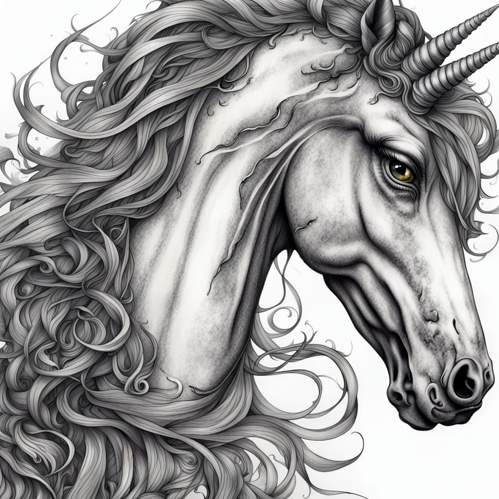 Ink unicorn by Peter stone and unchanging - AI Generated Artwork ...