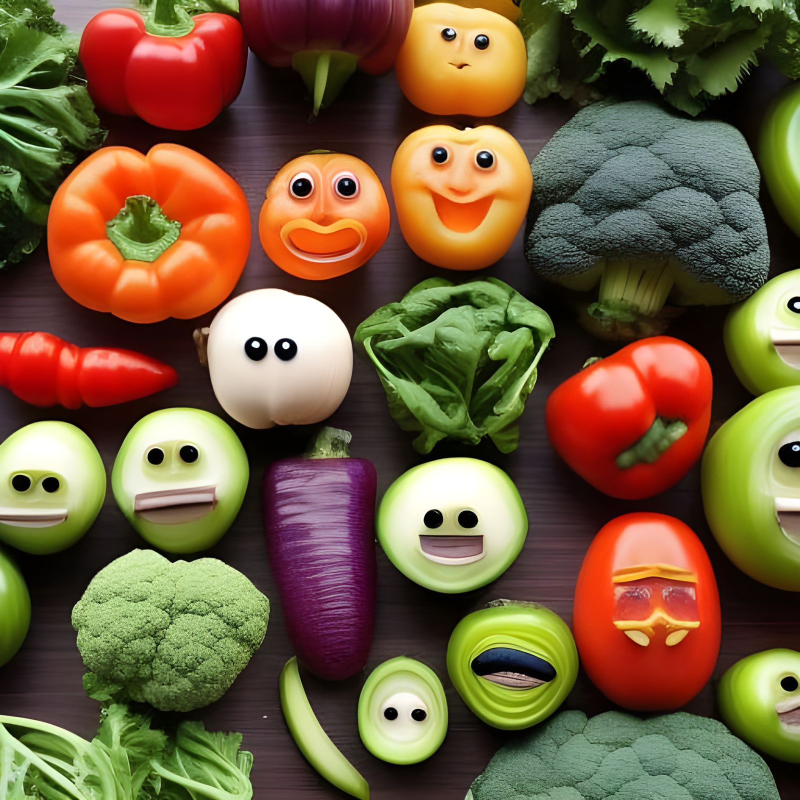 Sentient Vegetable faces, anatomically accurate humanoid vegetables ...