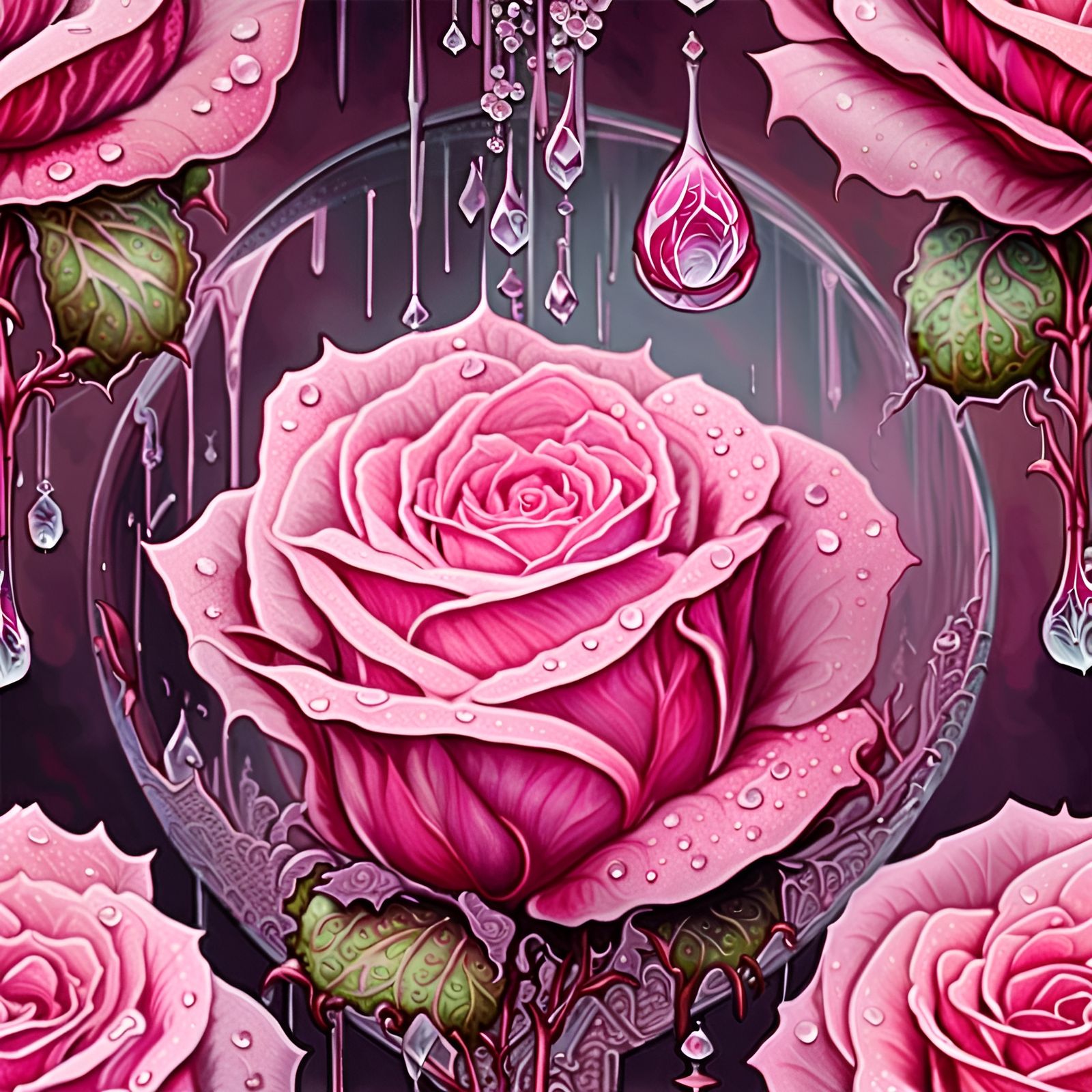 "Insanely detailed photograph of an intricate pink "rose": inside a ...