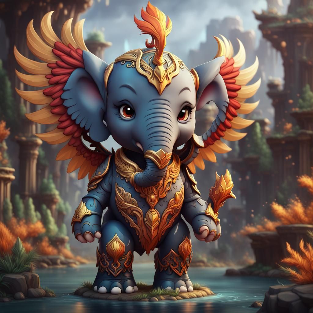 Chibi Phoenix elephant - AI Generated Artwork - NightCafe Creator