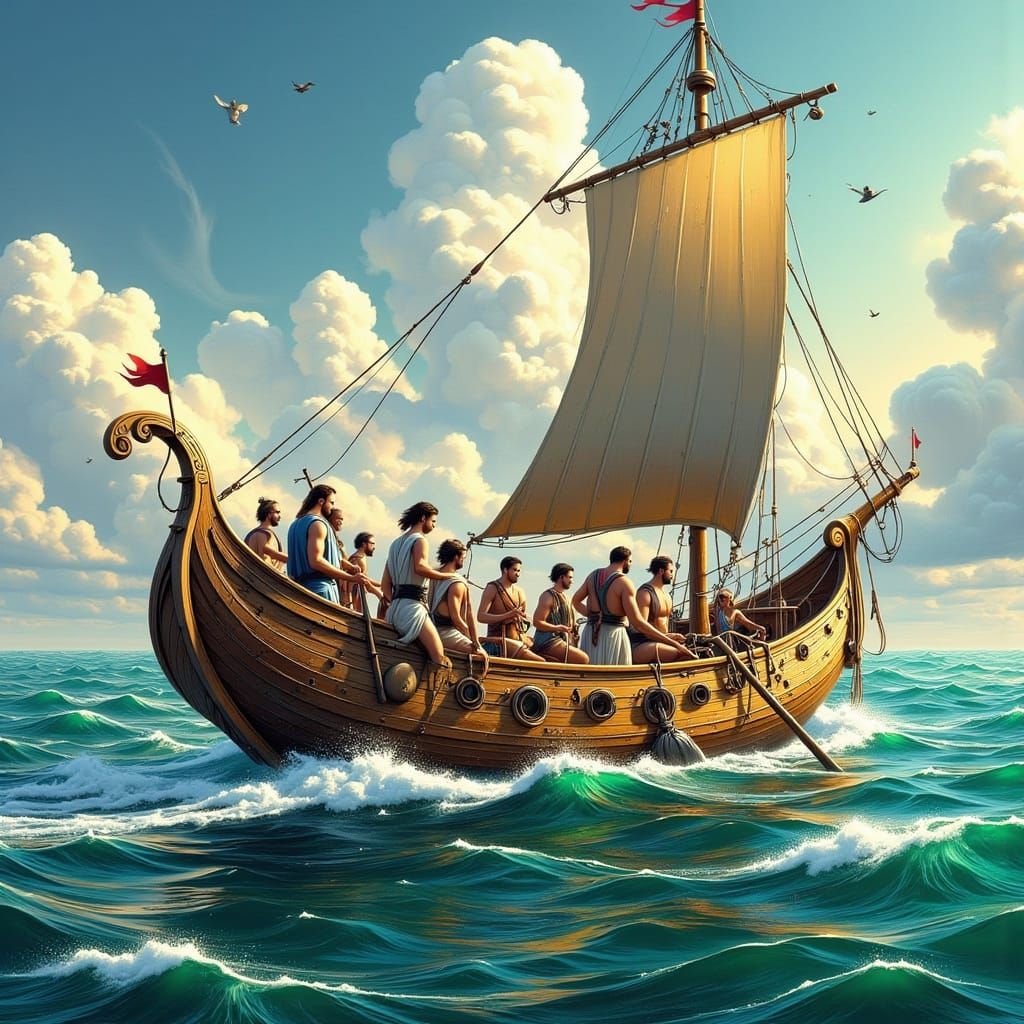 Ancient Greek Explorer Sails the Seas with Anime-I... - AI Art