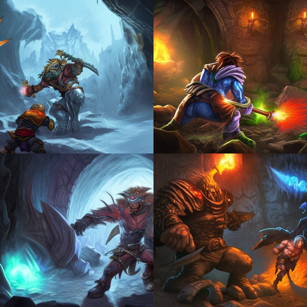 super rogue heroically battling a goblin in the mines of Moria - AI ...