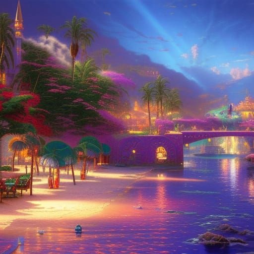 Mirage Oasis, dissolving illusion immaterial, evocative, digital art ...