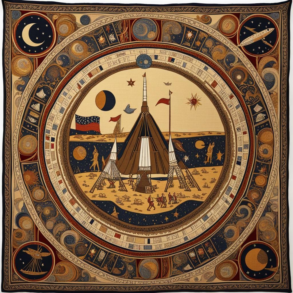 Apollo 11 Moon Landing (Bayeux Tapestry V1) - AI Generated Artwork - NightCafe Creator