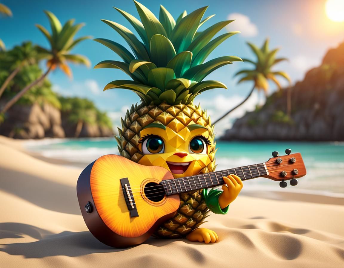 Chibi Pineapple's Beach Ballad - AI Generated Artwork - NightCafe Creator