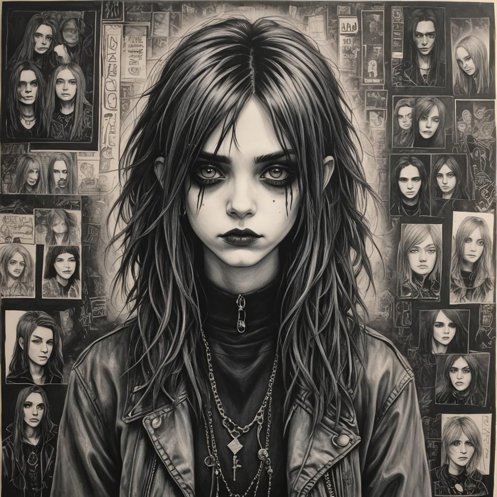 2000s goth emo hair urban teen - AI Generated Artwork - NightCafe Creator