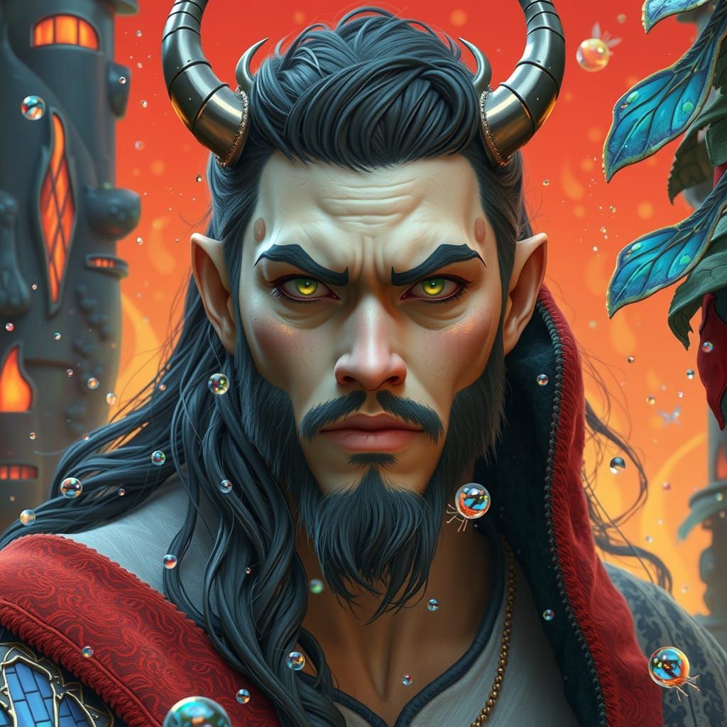 Majestic Firefly in Iridescent Wings and Flowing C... - AI Art