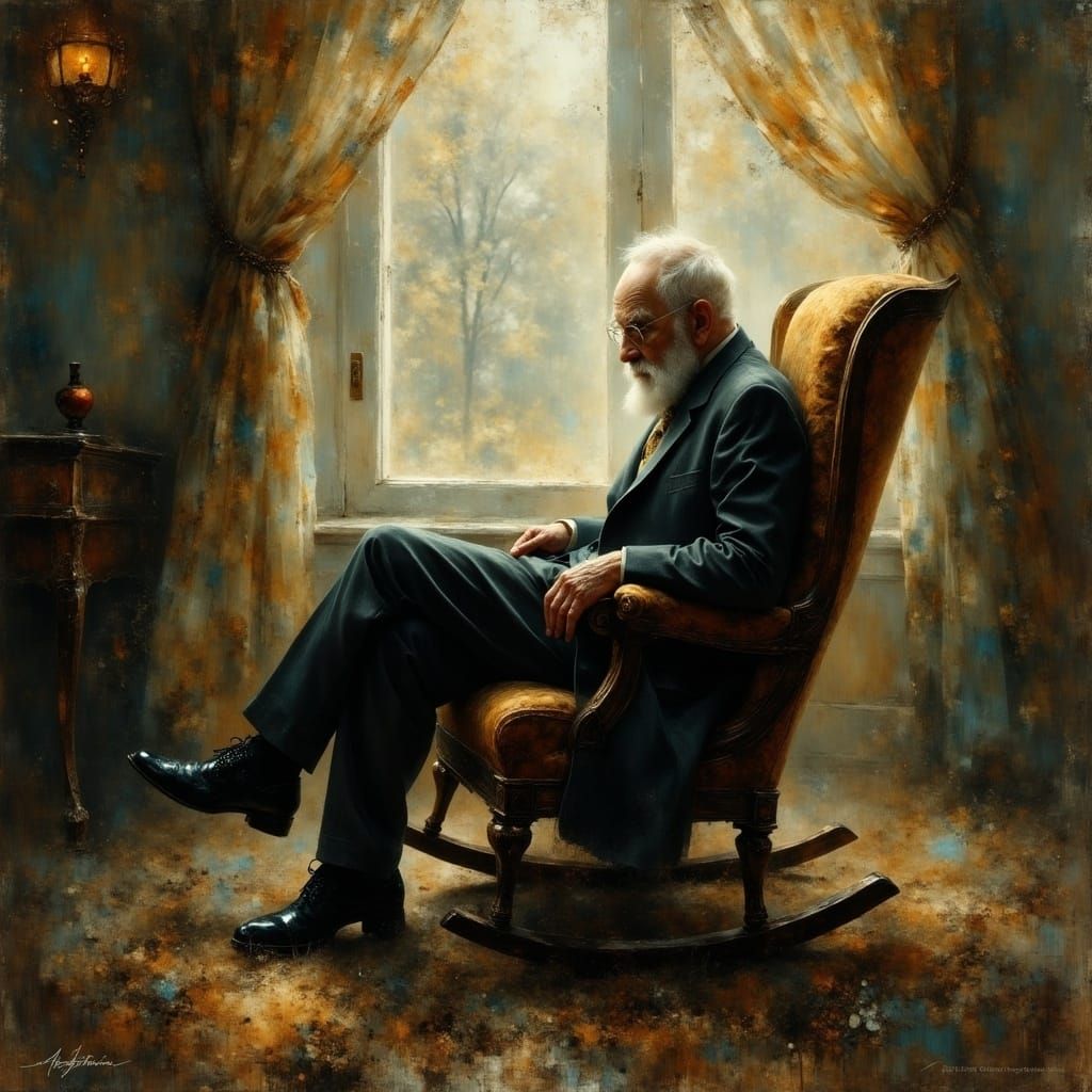 portrait_old_man_sad_look_sitting_in_a_rocking_chair_waiting, what?