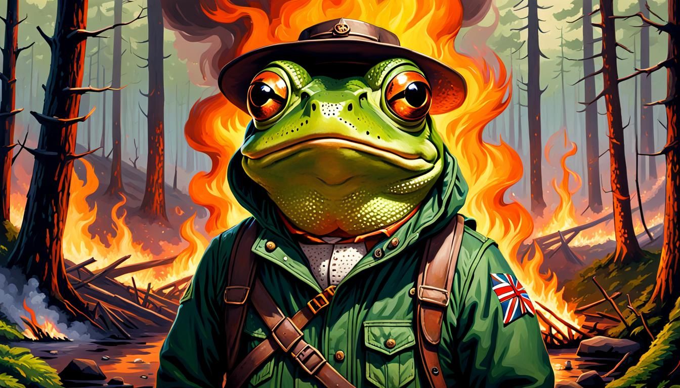 Smackie the Frog, Forest Fire Representative - AI Generated Artwork ...