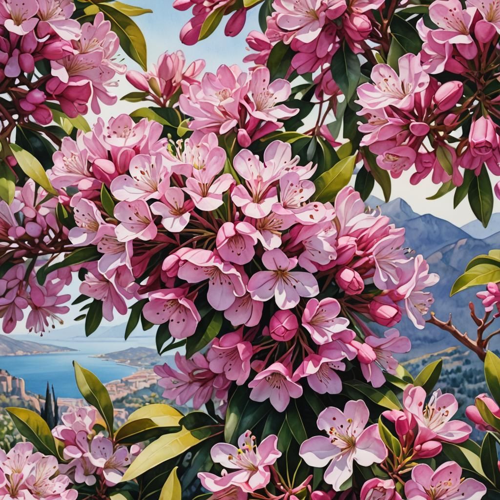Flowers in bloom ~ Pink Mountain Laurel Flowers - AI Generated Artwork - NightCafe Creator